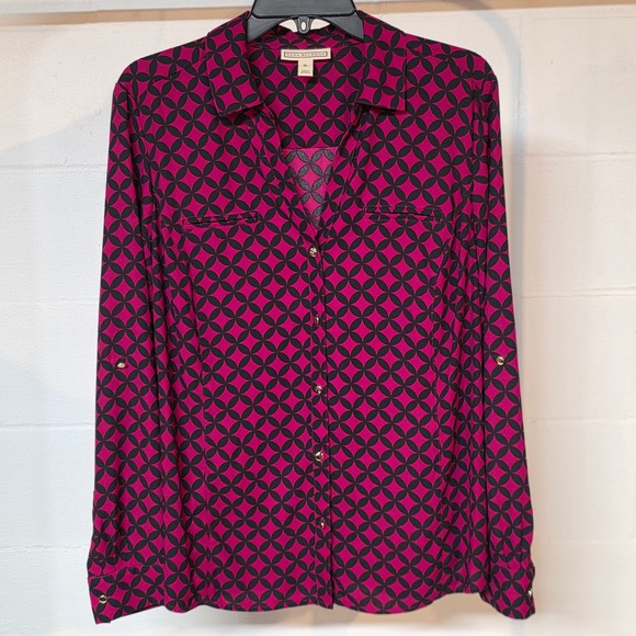 Dana Buchman | Tops | Dana Buchman Magenta Pink Black Geometric ...
